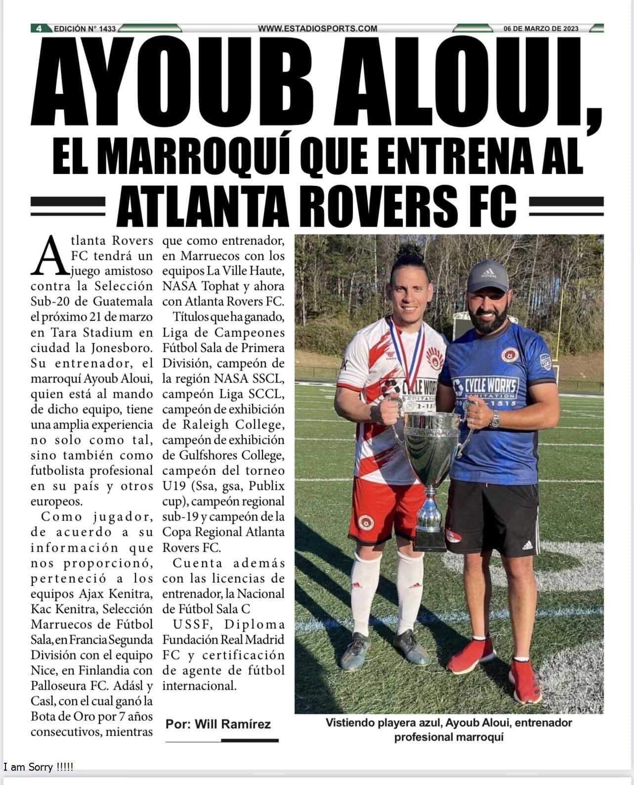 AYOUB ALOUI, EL MARROQUI QUE ENTRENA AL - Atlanta Rovers